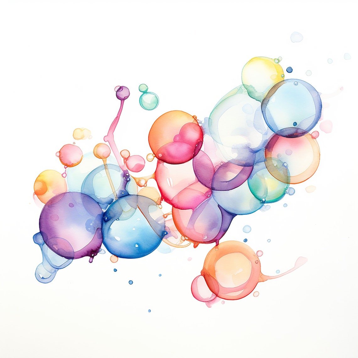 Colorful Bubbles Water Color Painting | 15 High Quality JPG Clipart ...