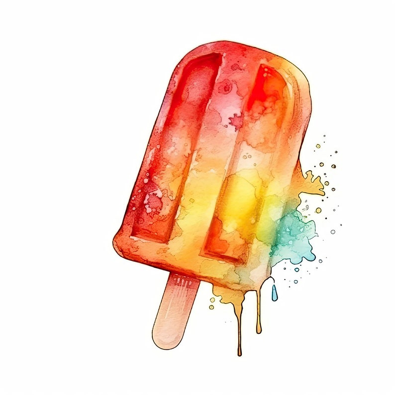 Rainbow Popsicle Water Color Painting | 12 High Quality JPG Clipart ...