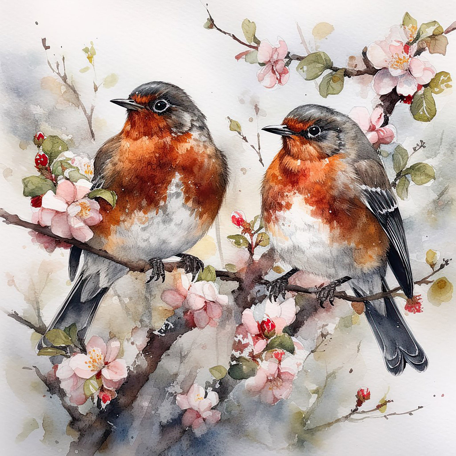 Pair of Robins Color Painting | 12 High Quality JPG Clipart Pack ...