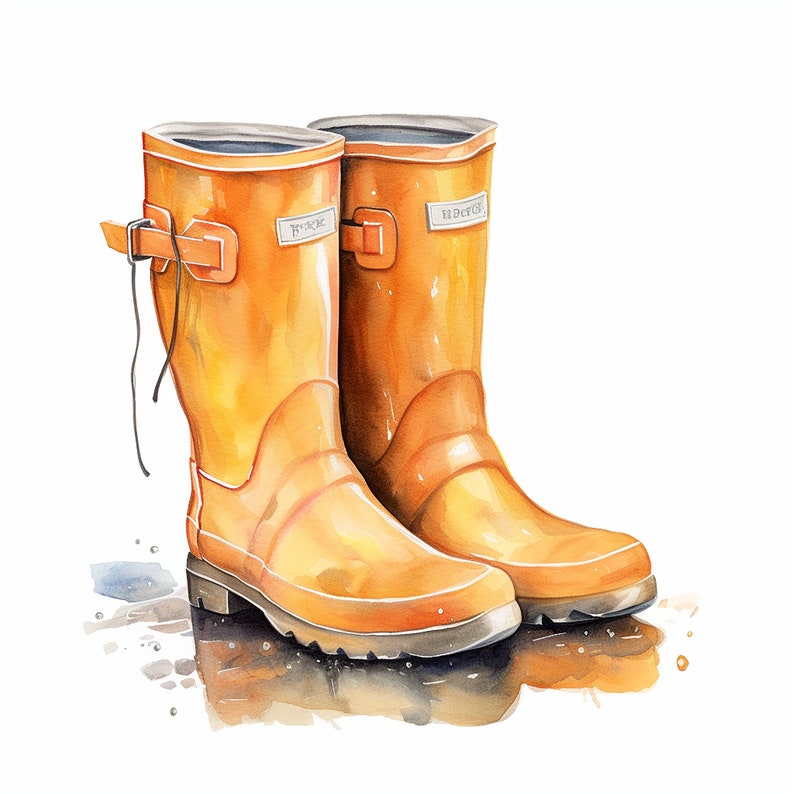 Rain Boots Water Color Painting | 12 High Quality JPG Clipart Pack ...