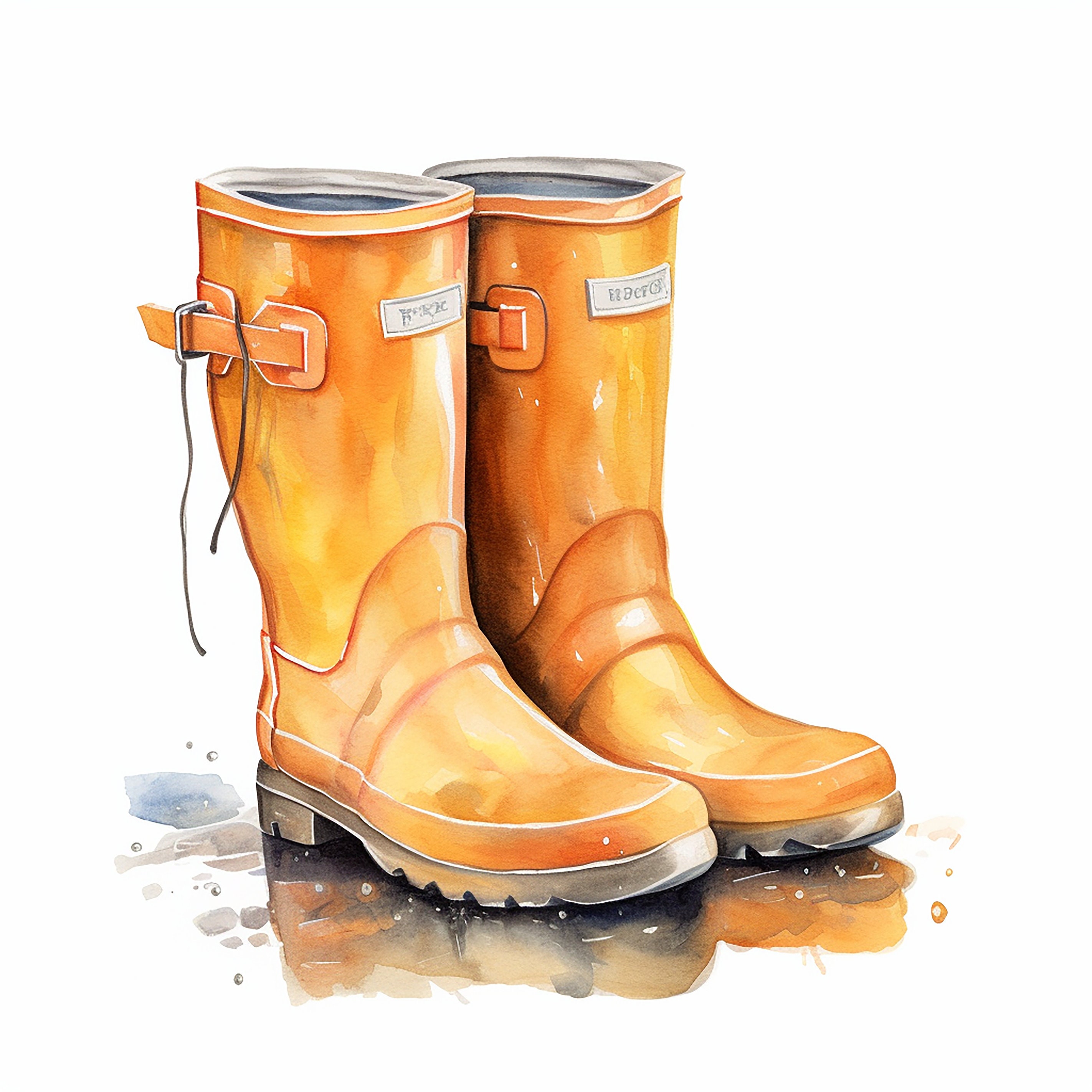Rain Boots Water Color Painting | 12 High Quality JPG Clipart Pack ...