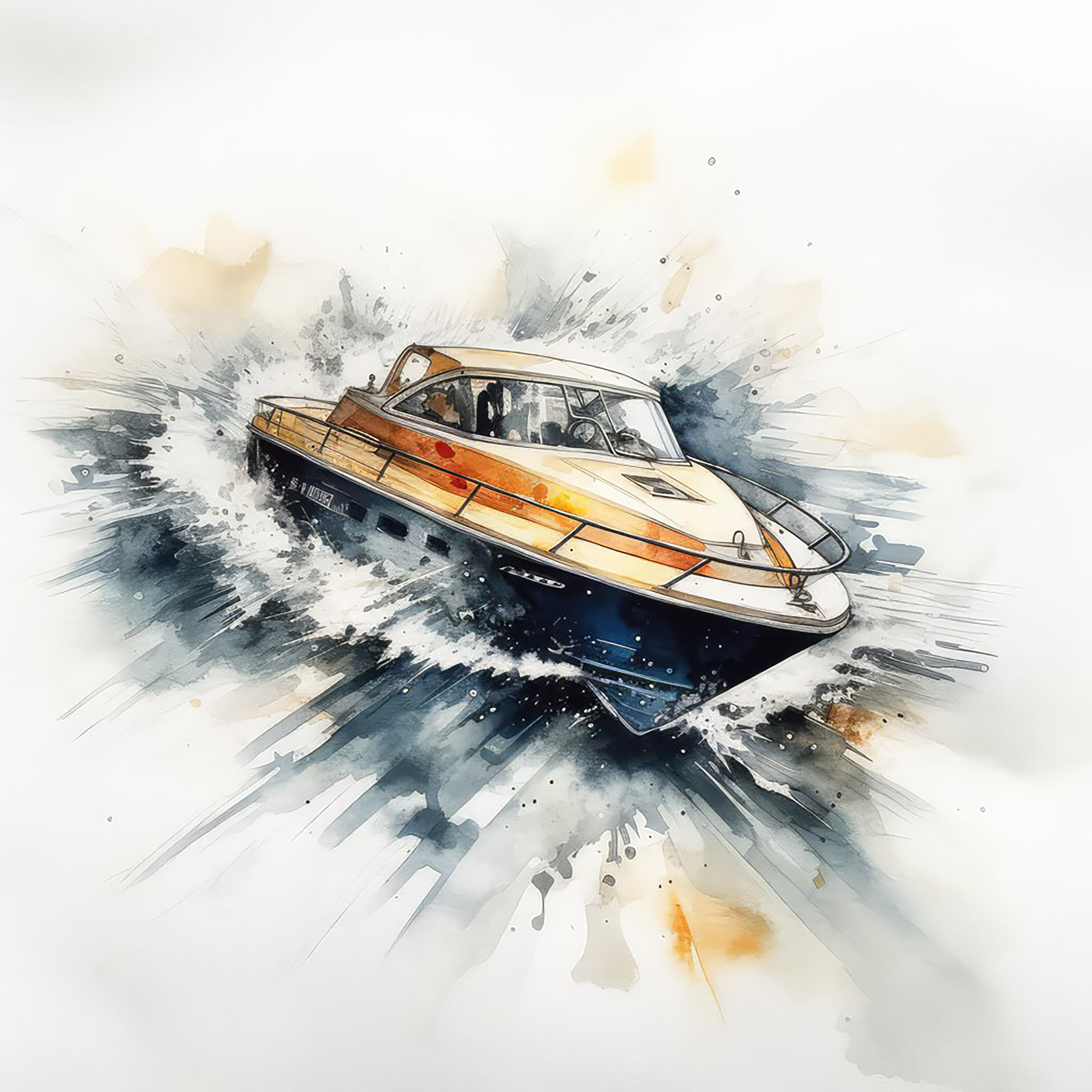 Speed Boat Water Color Painting | 12 High Quality JPG Clipart Pack ...