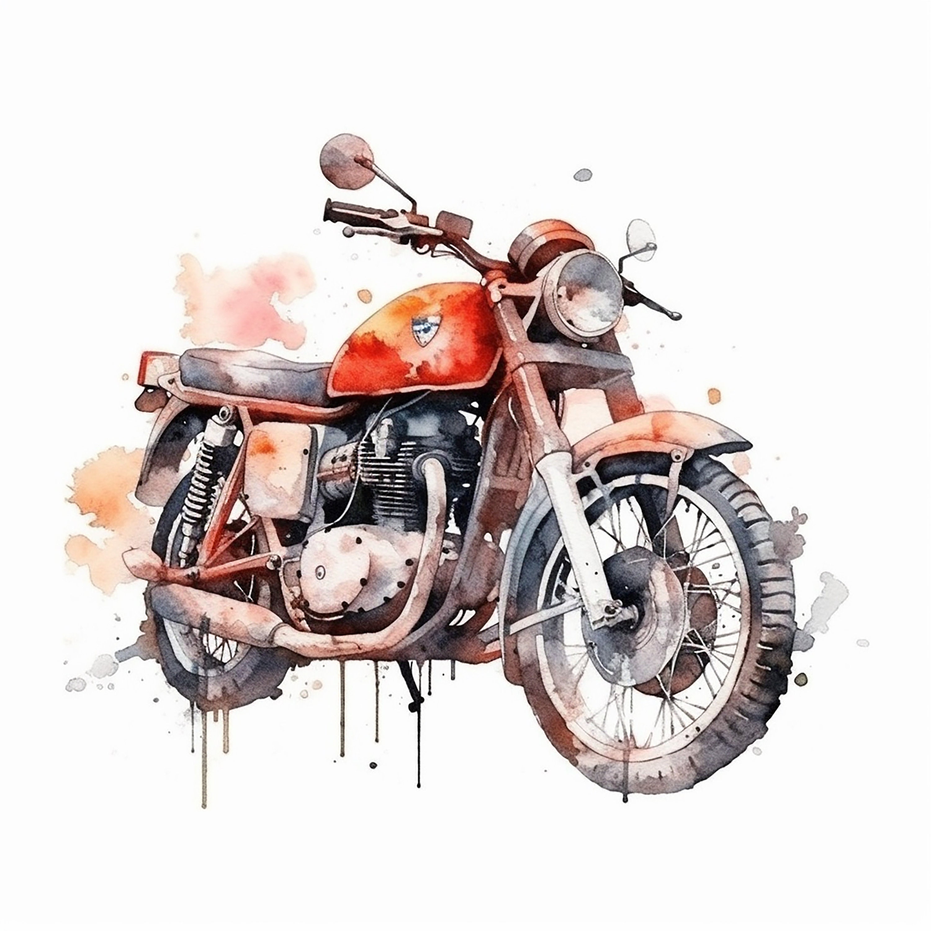 Motorcycles Water Color Painting | 12 High Quality JPG Clipart Pack ...