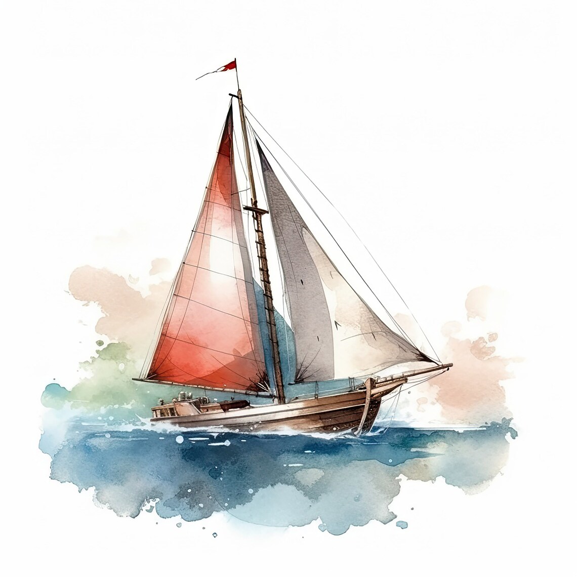 Sailboat Water Color Painting | 12 High Quality JPG Clipart Pack ...