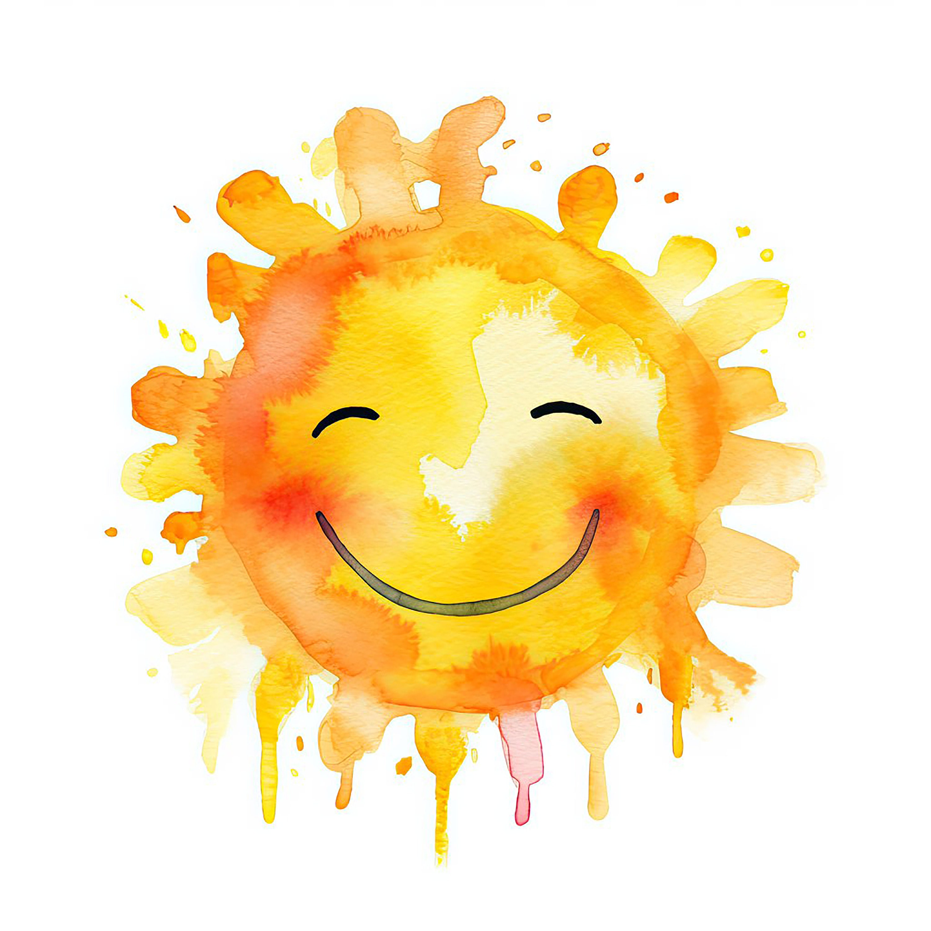 Happy Sun Water Color Painting | 12 High Quality JPG Clipart Pack ...