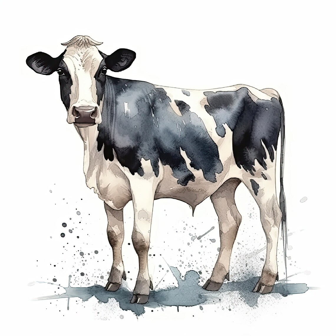 Holstein Cow Water Color Painting | 12 High Quality JPG Clipart Pack ...