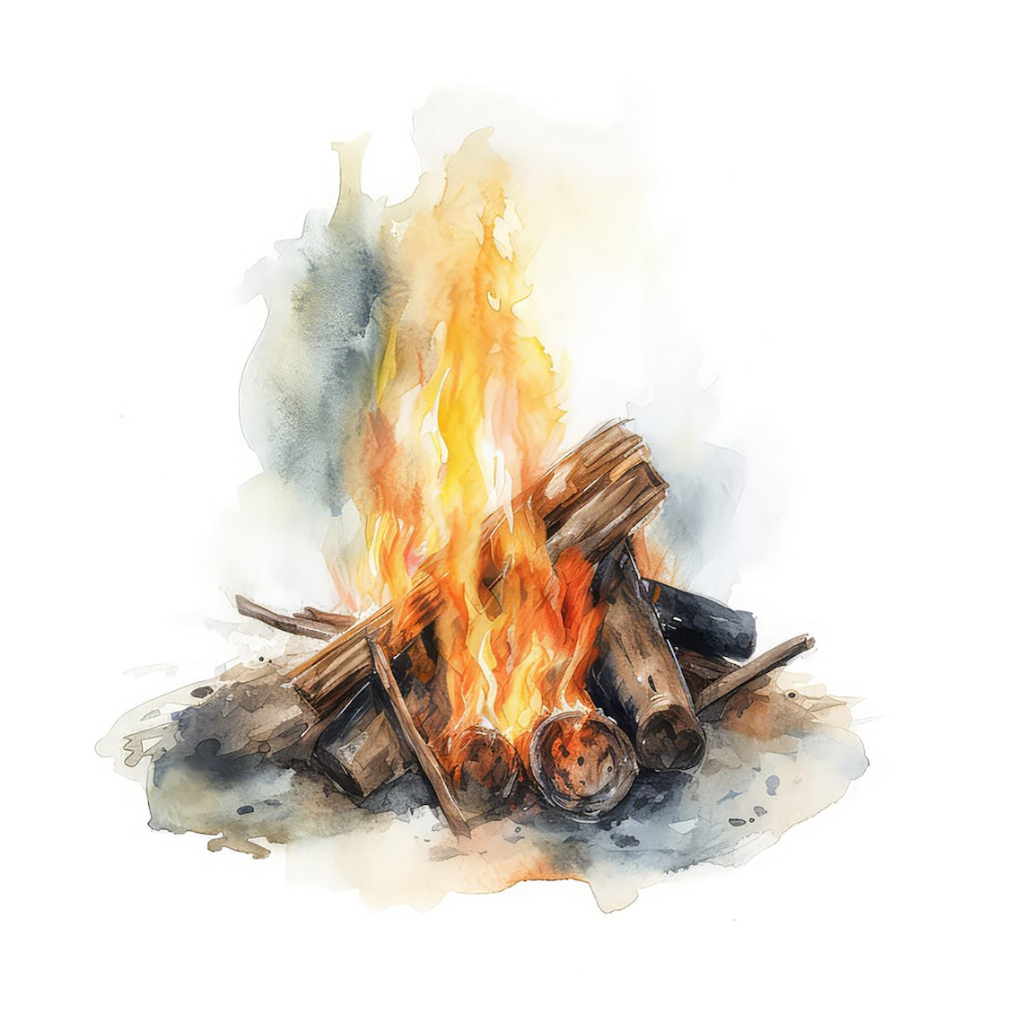 Bonfire Water Color Painting | 12 High Quality JPG Clipart Pack ...