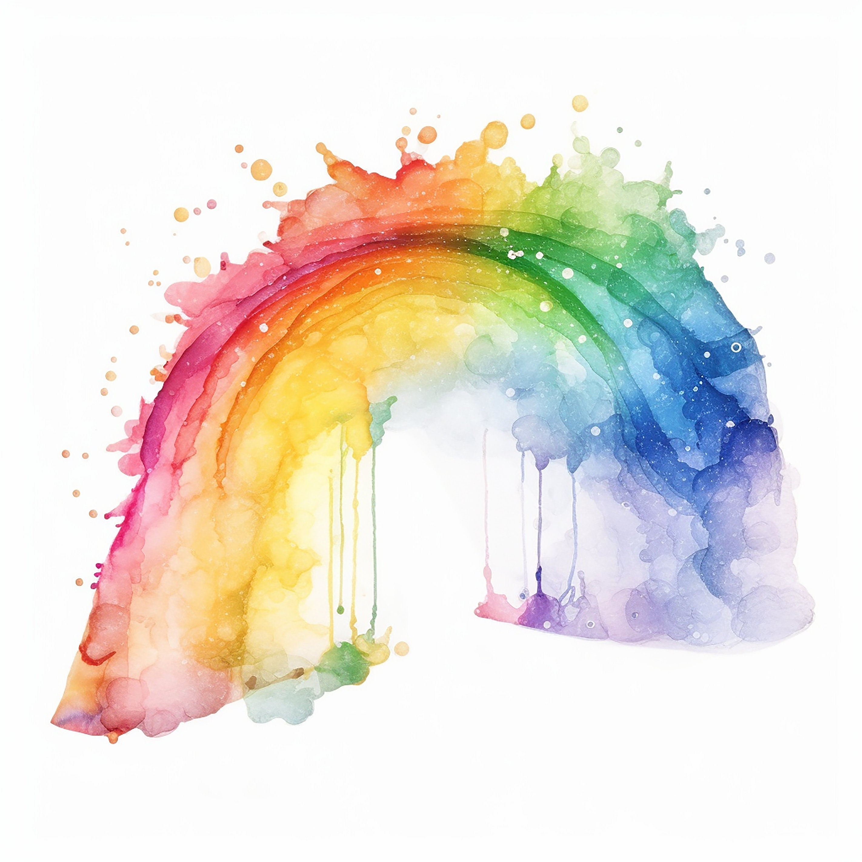 Rainbow Water Color Painting | 12 High Quality JPG Clipart Pack ...