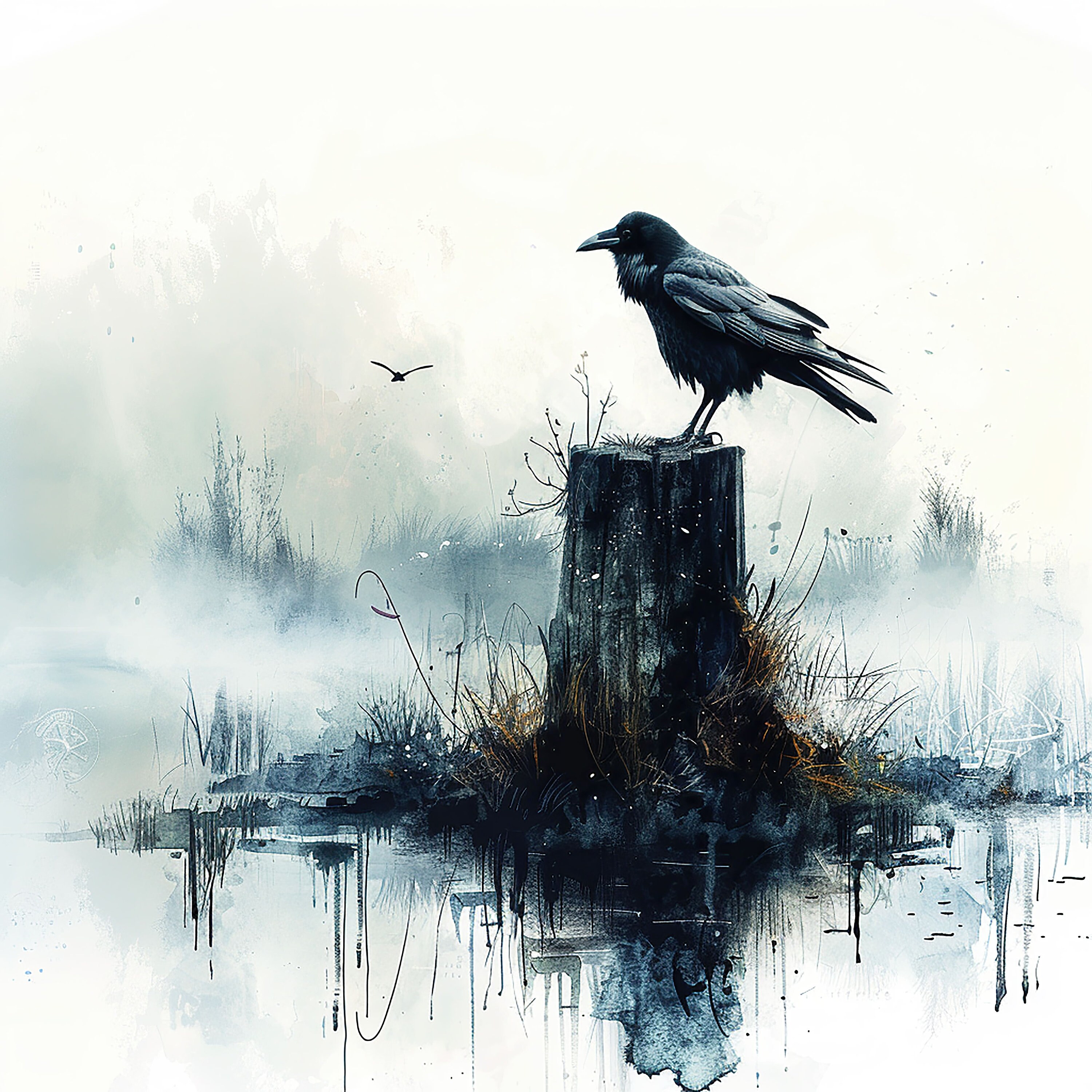 Crows Water Color Painting | 16 High Quality JPG Clipart Pack | Digital ...