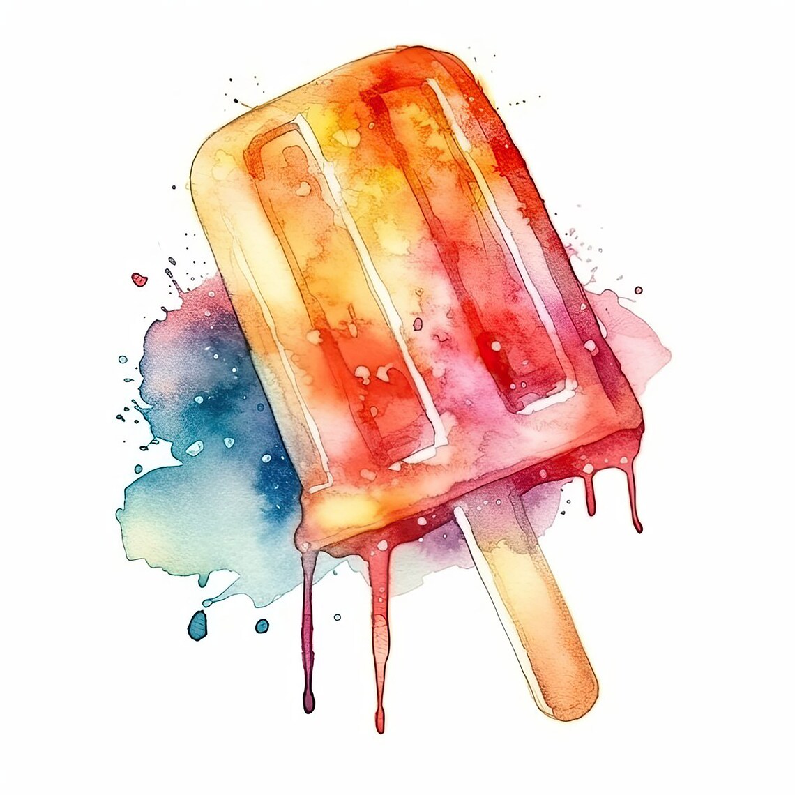 Rainbow Popsicle Water Color Painting | 12 High Quality JPG Clipart ...