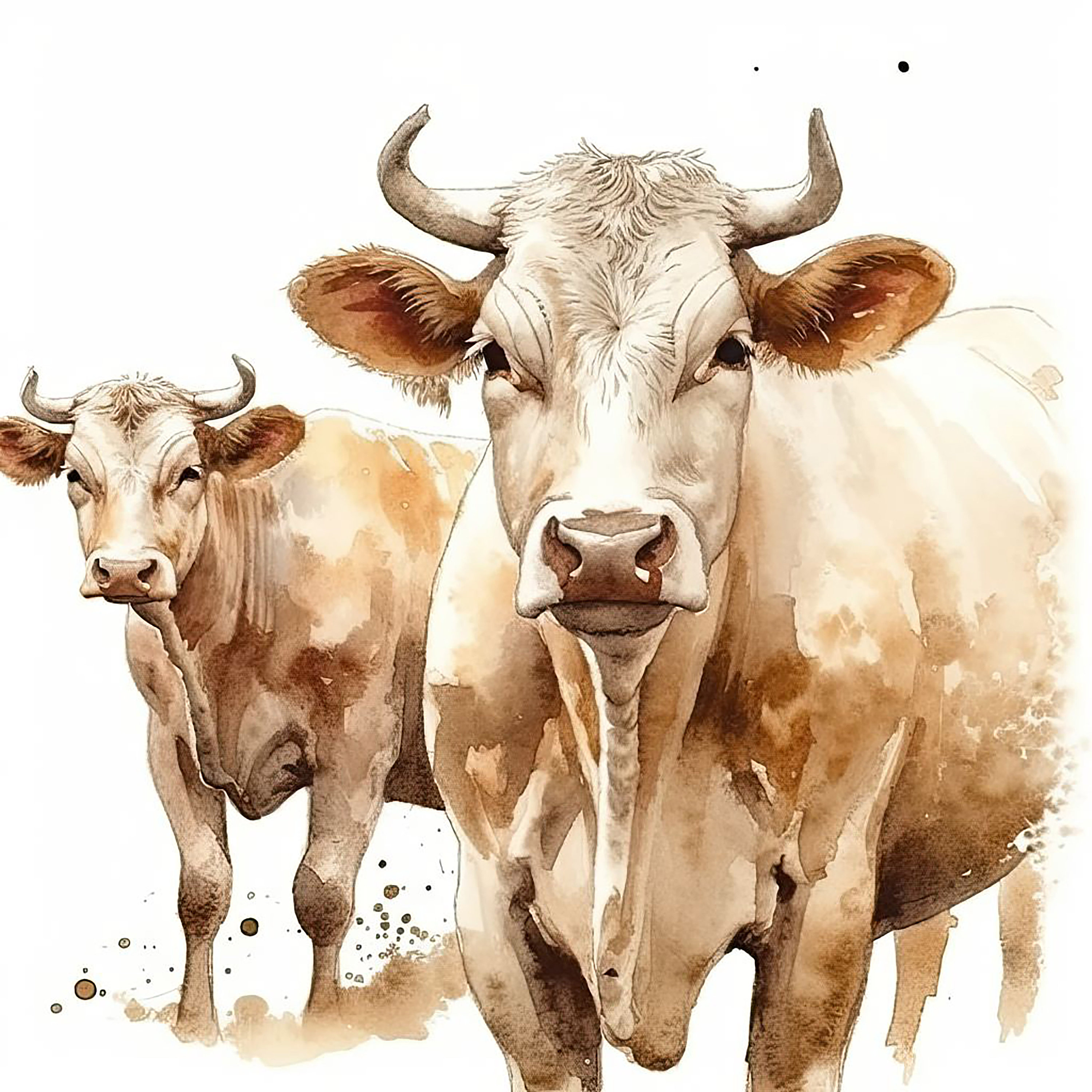 Cattle Water Color Painting | 12 High Quality JPG Clipart Pack ...