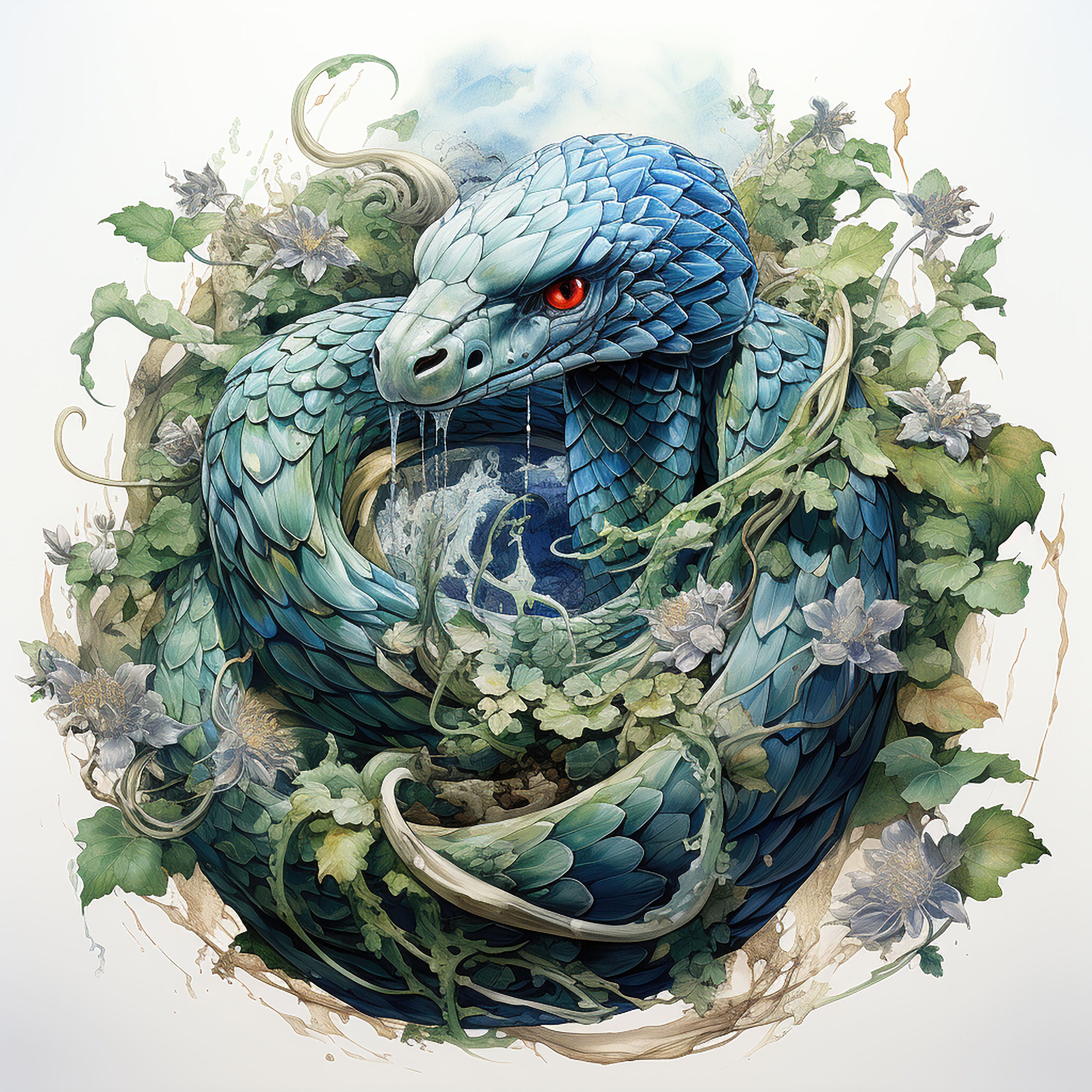 Snake Water Color Painting | 16 High Quality JPG Clipart Pack | Digital ...