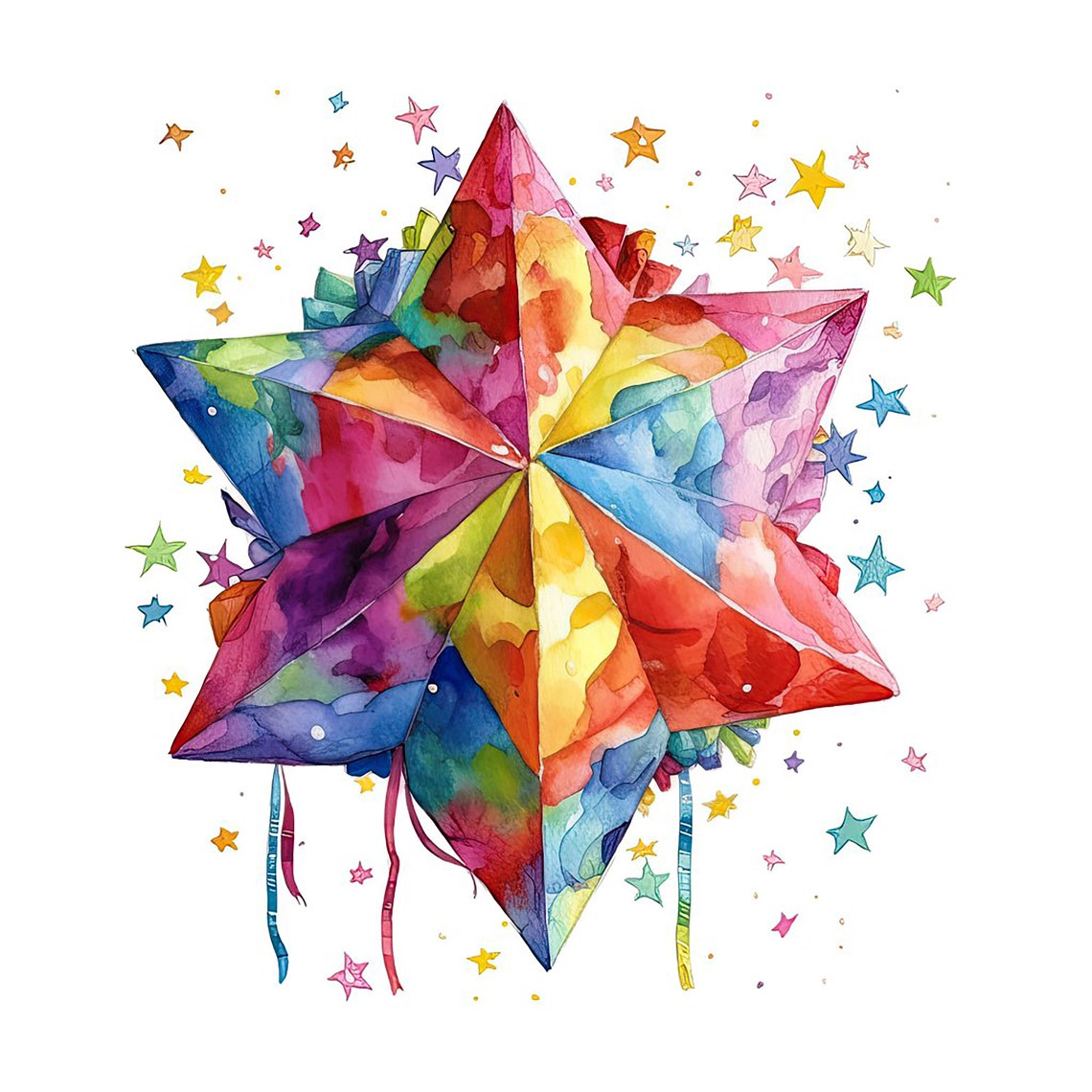 Birthday Star Pinata Water Color Painting | 11 High Quality JPG Clipart ...