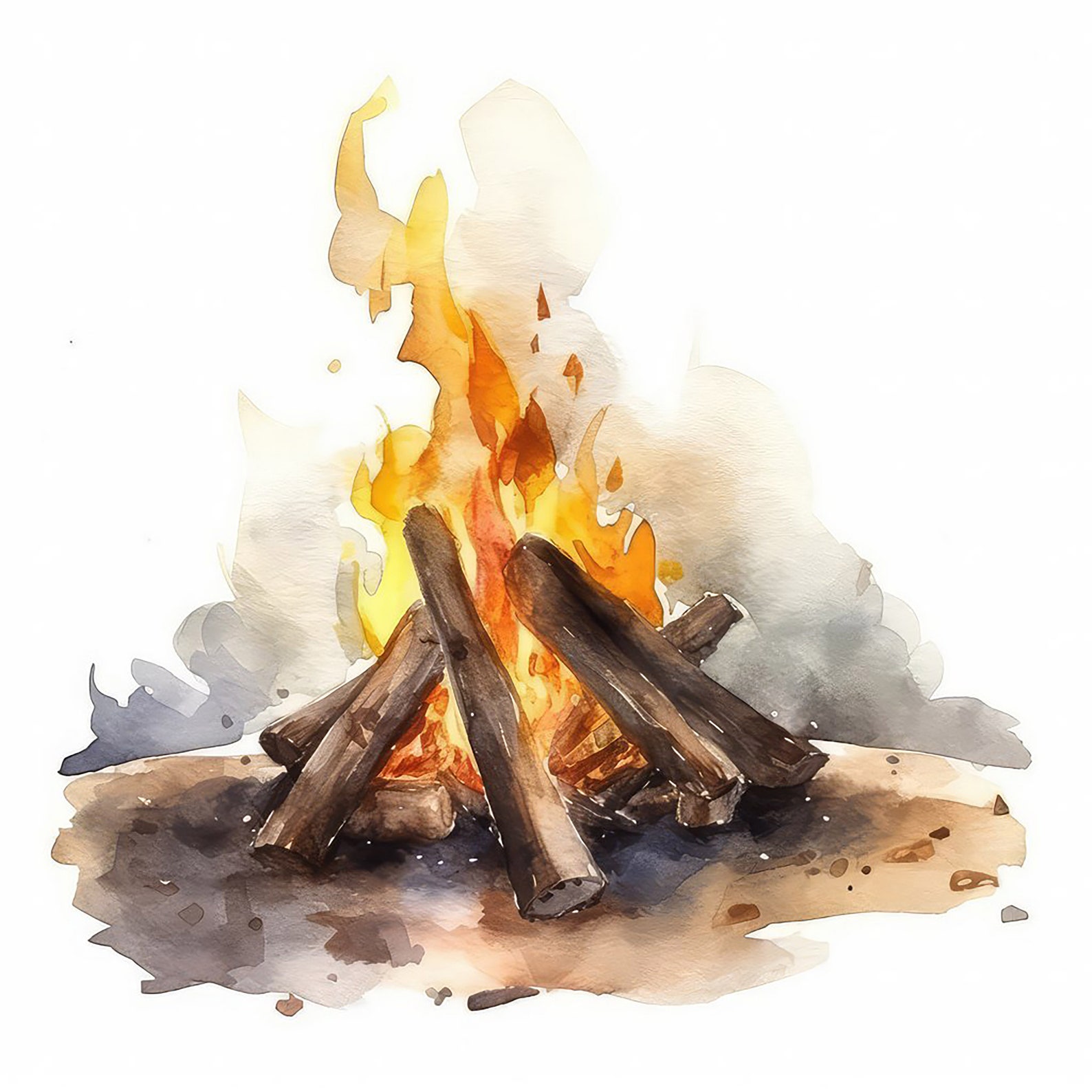 Bonfire Water Color Painting | 12 High Quality JPG Clipart Pack ...