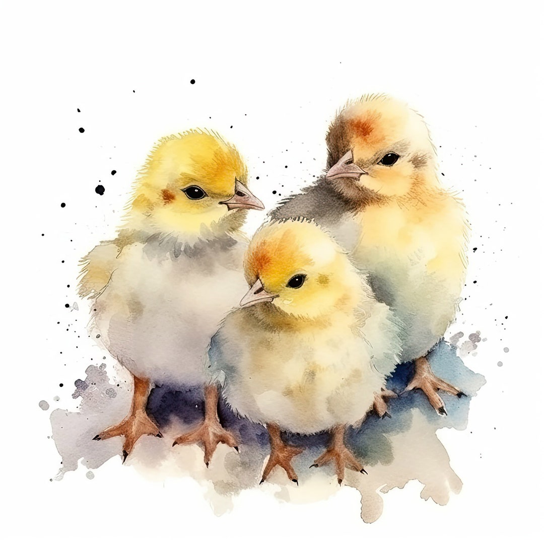 Cute Chicks Water Color Painting | 12 High Quality JPG Clipart Pack ...