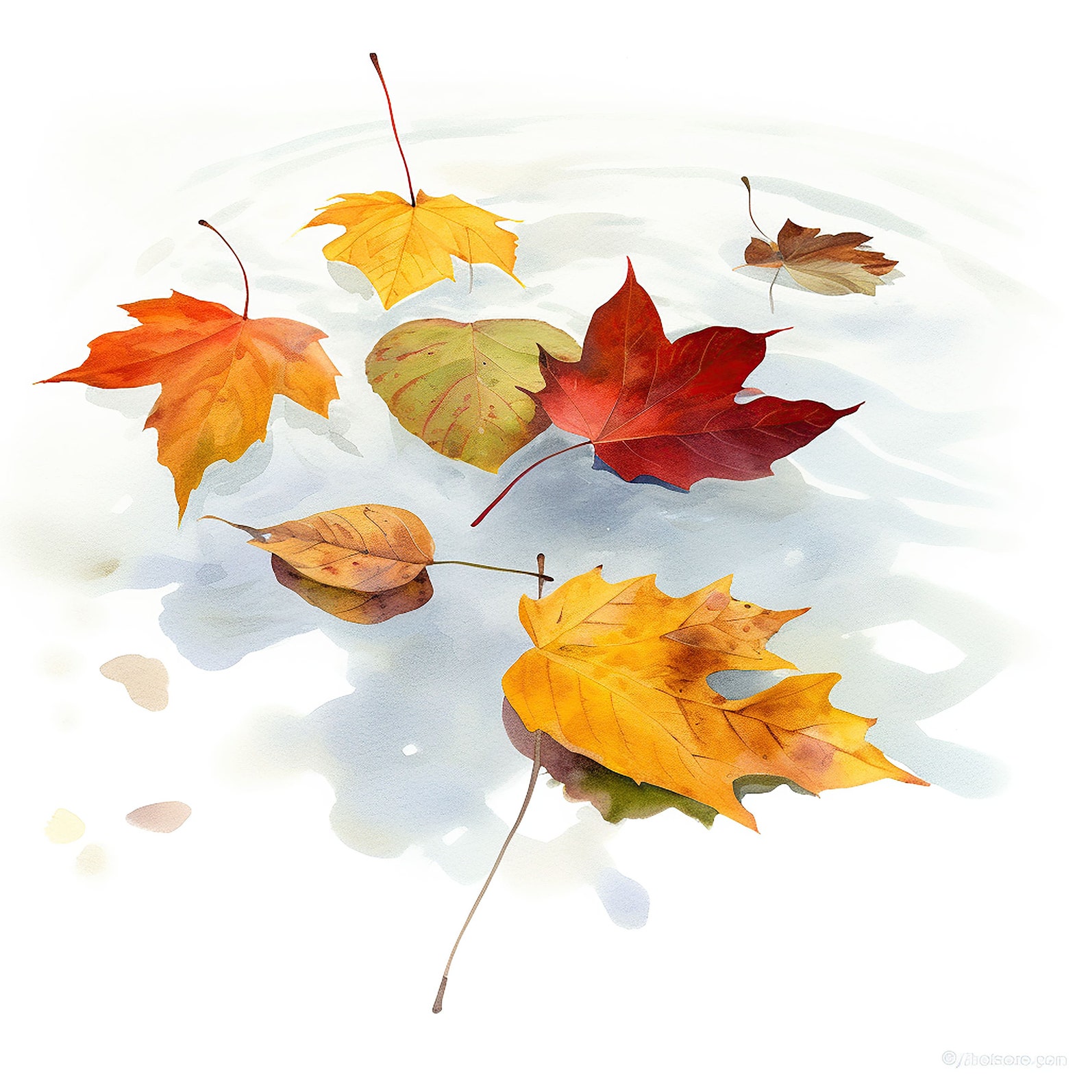 Fall Leaf Decorations Water Color Painting | 13 High Quality JPG ...