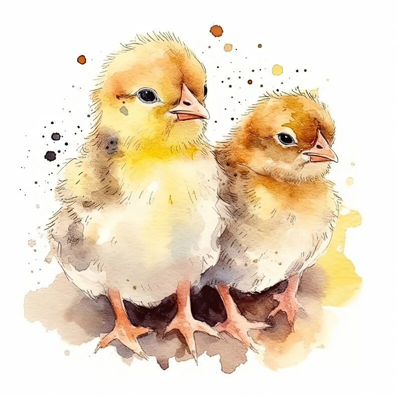 Cute Chicks Water Color Painting | 12 High Quality JPG Clipart Pack ...