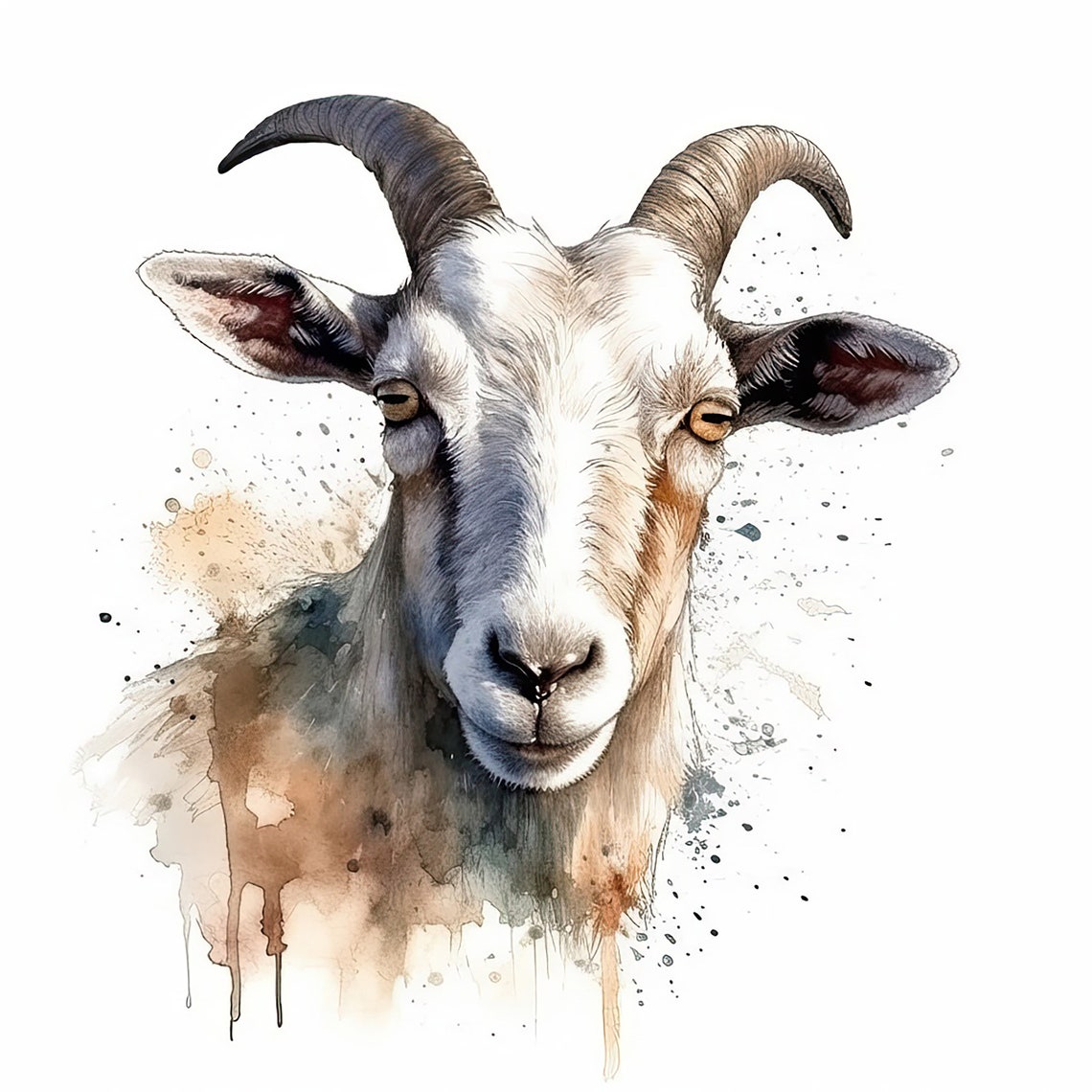Goat Water Color Painting | 12 High Quality JPG Clipart Pack | Digital ...