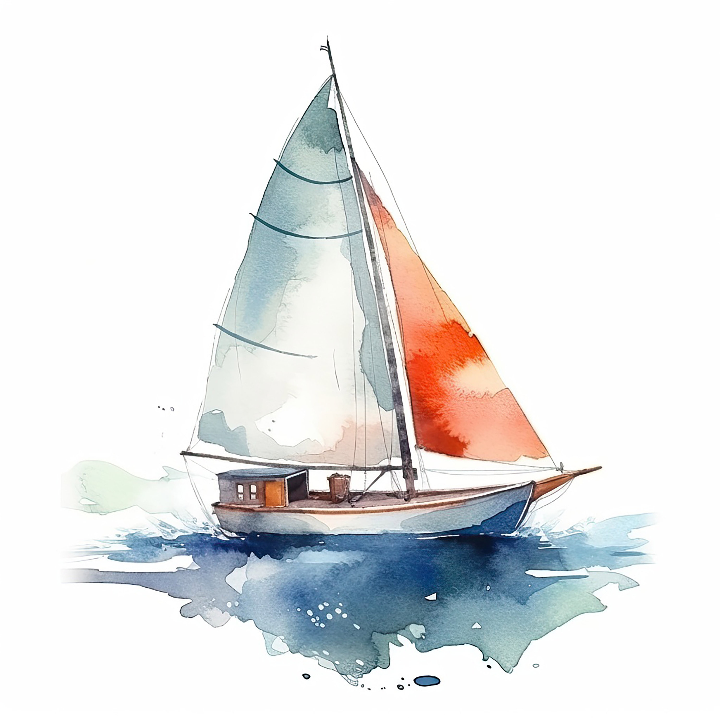 Sailboat Water Color Painting | 12 High Quality JPG Clipart Pack ...