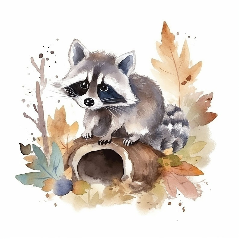 Raccoon Water Color Painting | 14 High Quality JPG Clipart Pack ...