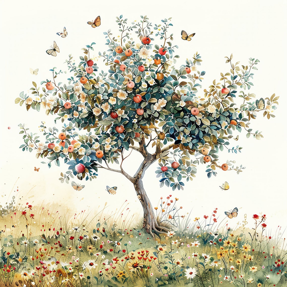 Apple Tree Water Color Painting 15 High Quality JPG Clipart Pack ...