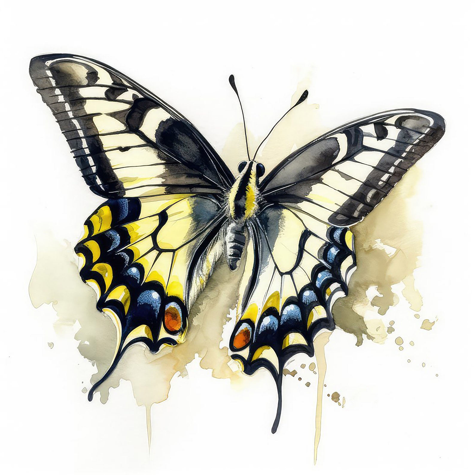 Swallowtail Butterfly Water Color Painting | 12 High Quality JPG ...
