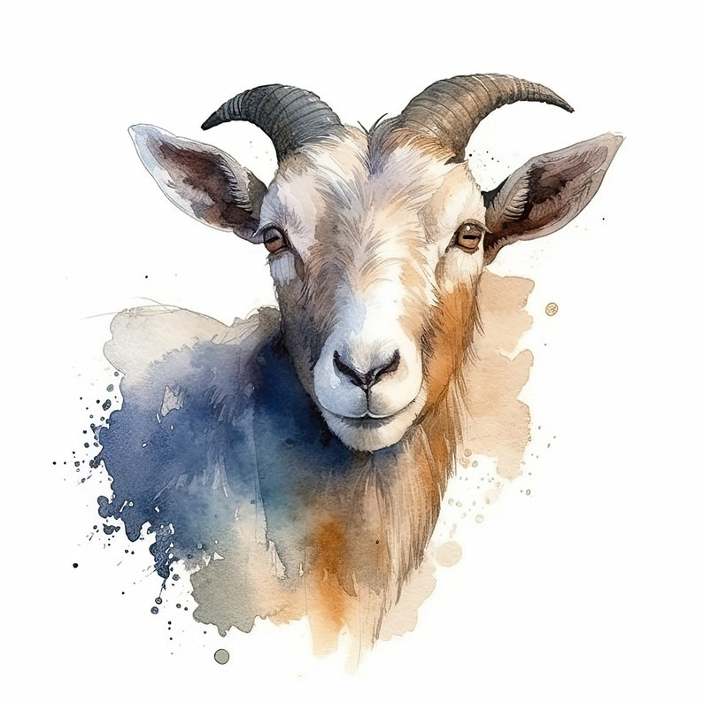 Goat Water Color Painting | 12 High Quality JPG Clipart Pack | Digital ...