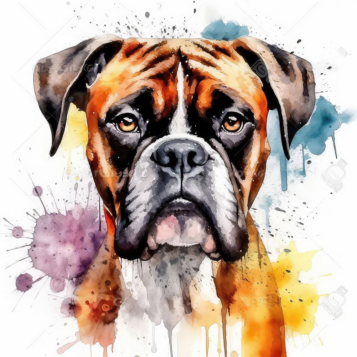 Boxer Pop Art Water Color Painting | 12 High Quality JPG Clipart Pack ...