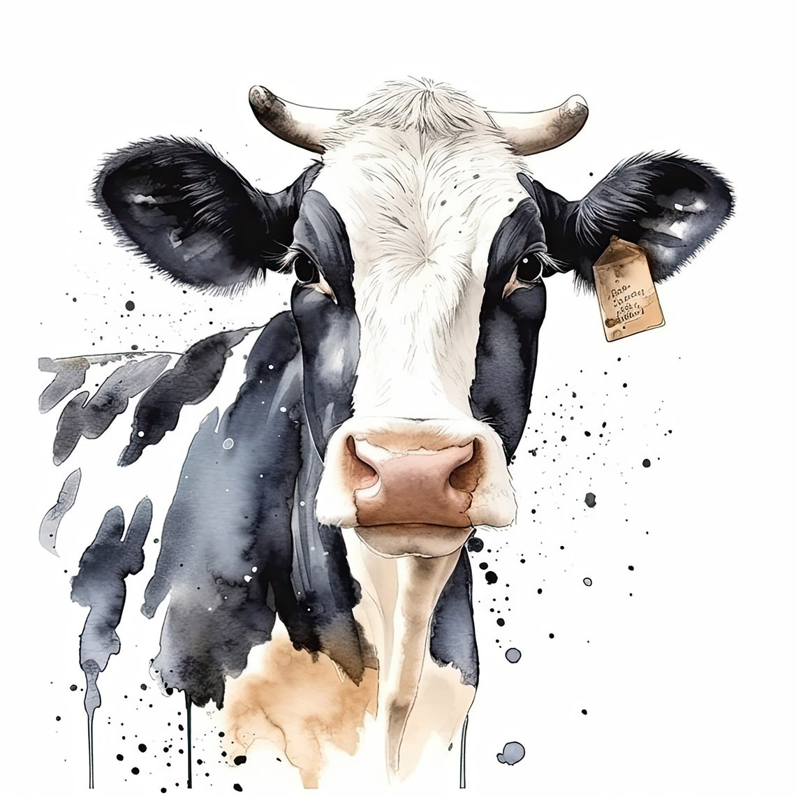 Holstein Cow Water Color Painting | 12 High Quality JPG Clipart Pack ...
