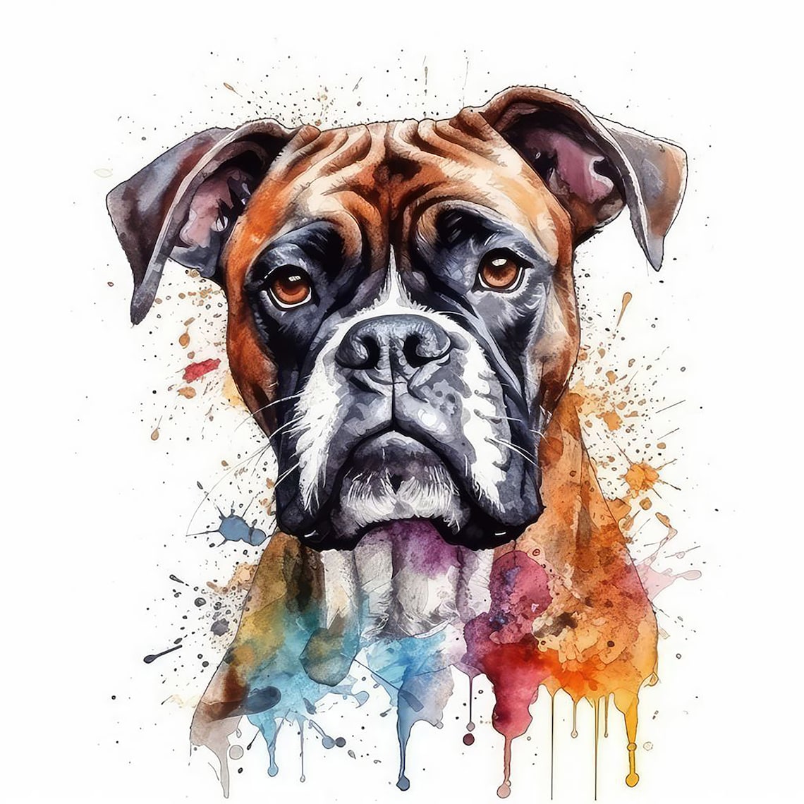 Boxer Pop Art Water Color Painting | 12 High Quality JPG Clipart Pack ...