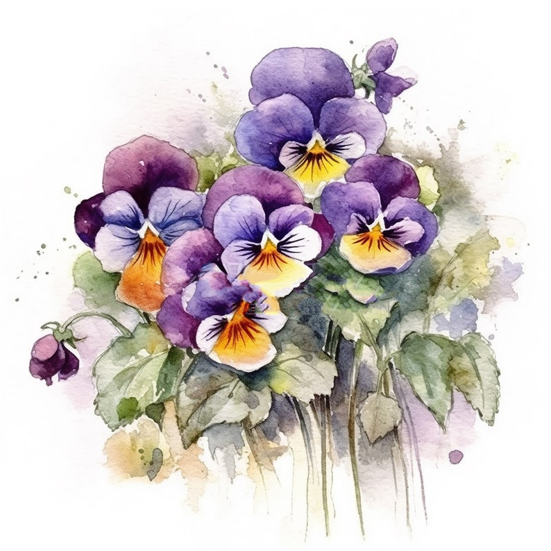Violet Bouquet Water Color Painting | 12 High Quality JPG Clipart Pack ...