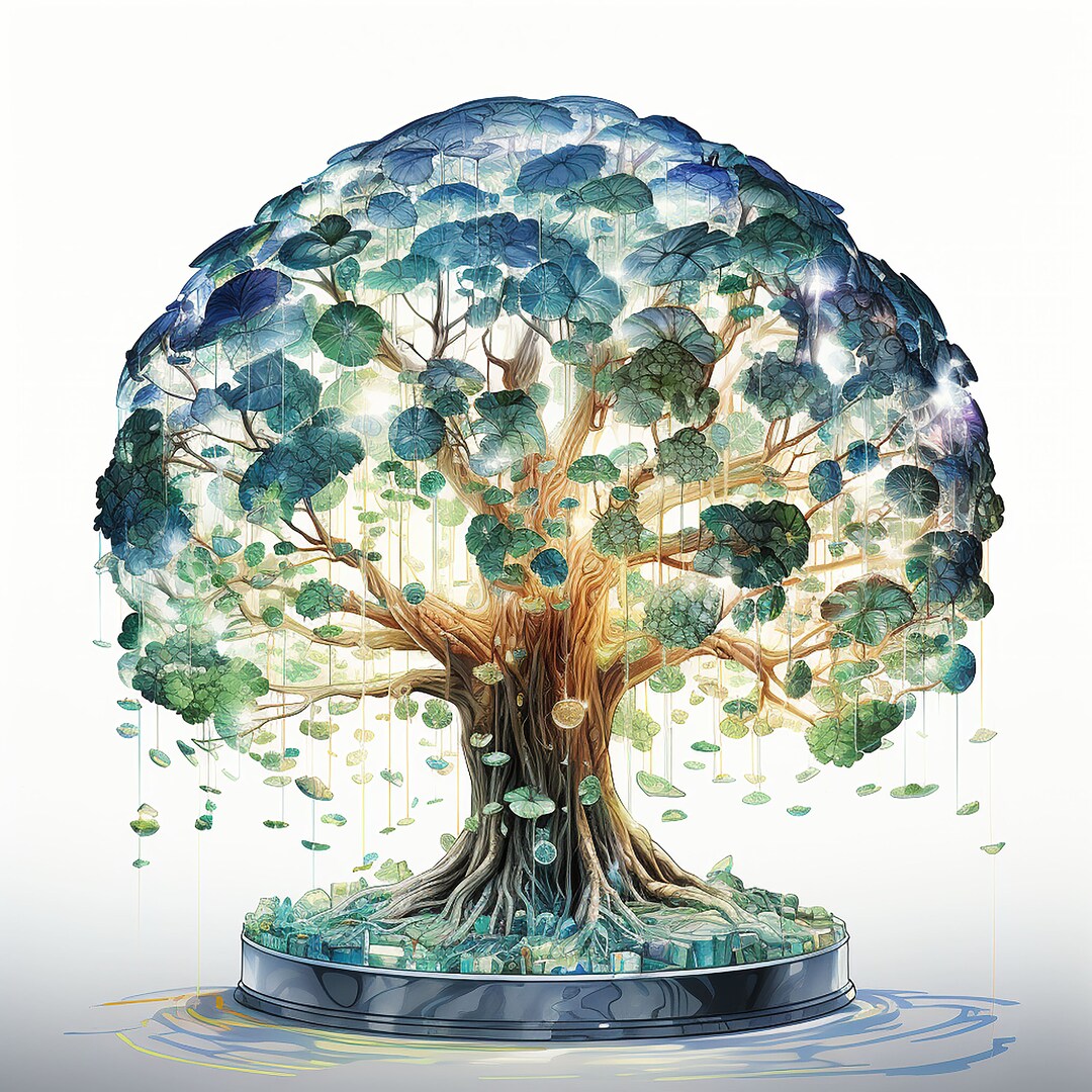Money Tree Water Color Painting | 16 High Quality JPG Clipart Pack ...