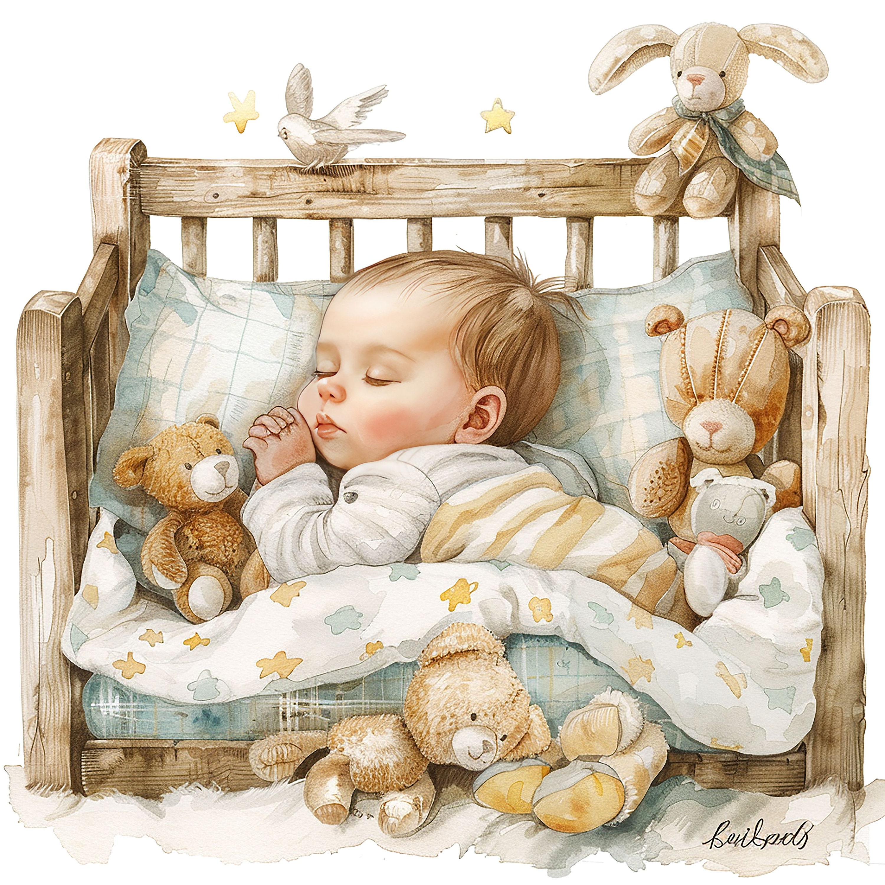 Baby Crib Water Color Painting | 15 High Quality JPG Clipart Pack ...