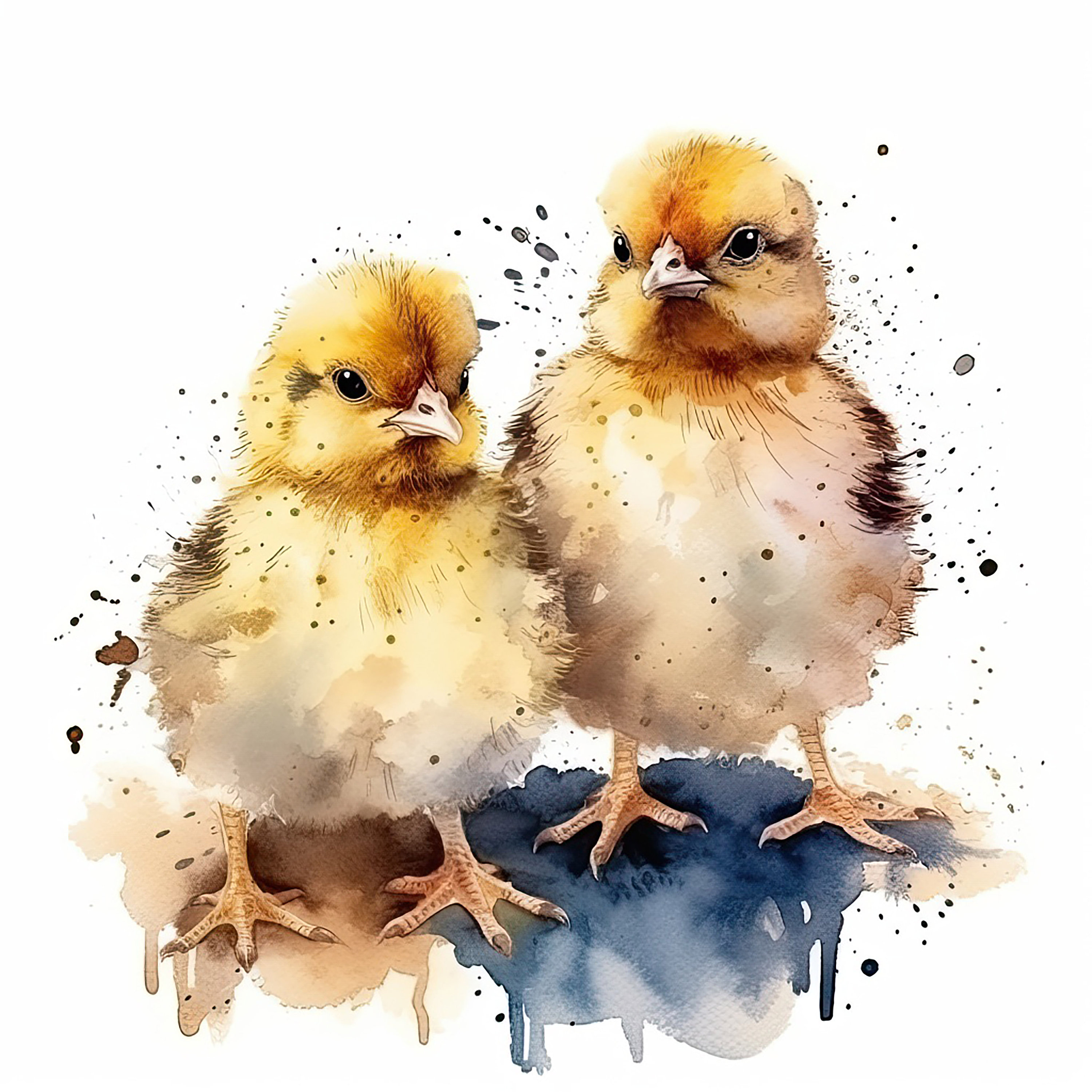 Cute Chicks Water Color Painting | 12 High Quality JPG Clipart Pack ...