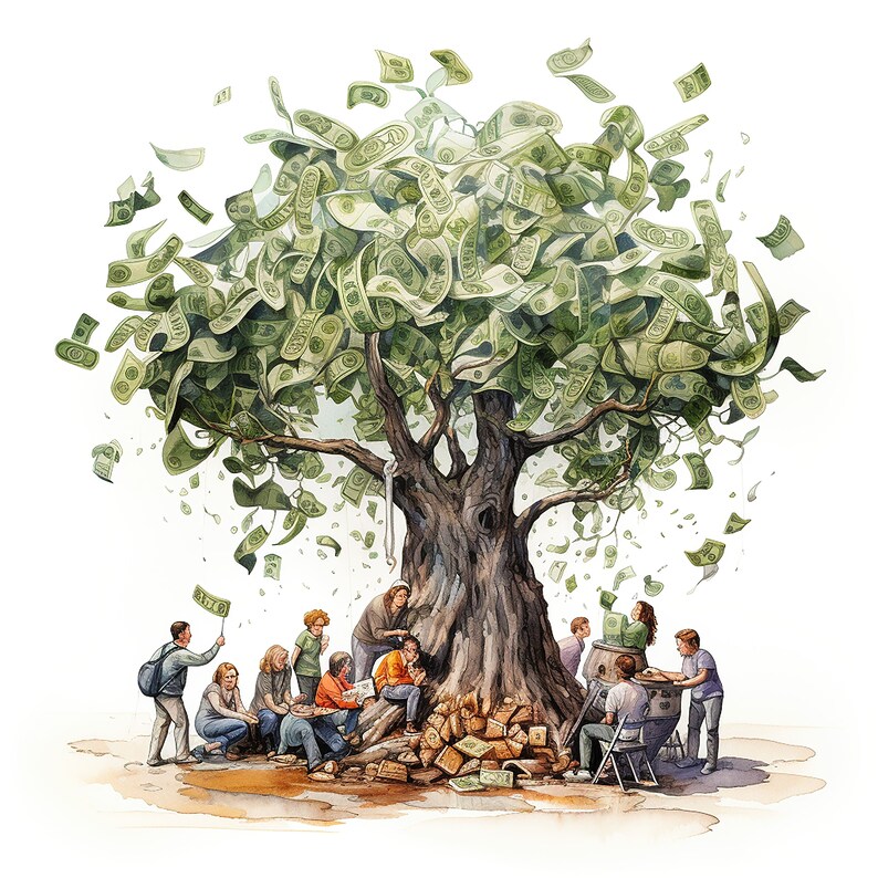 Money Tree Water Color Painting | 16 High Quality JPG Clipart Pack ...