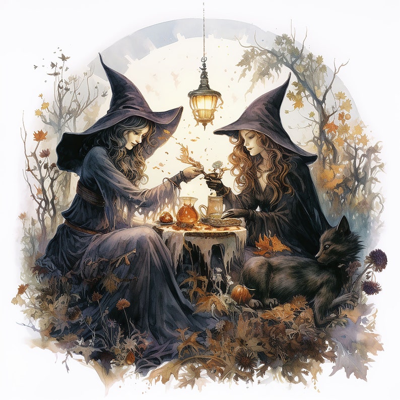 Halloween Witches Water Color Painting | 15 High Quality JPG Clipart ...