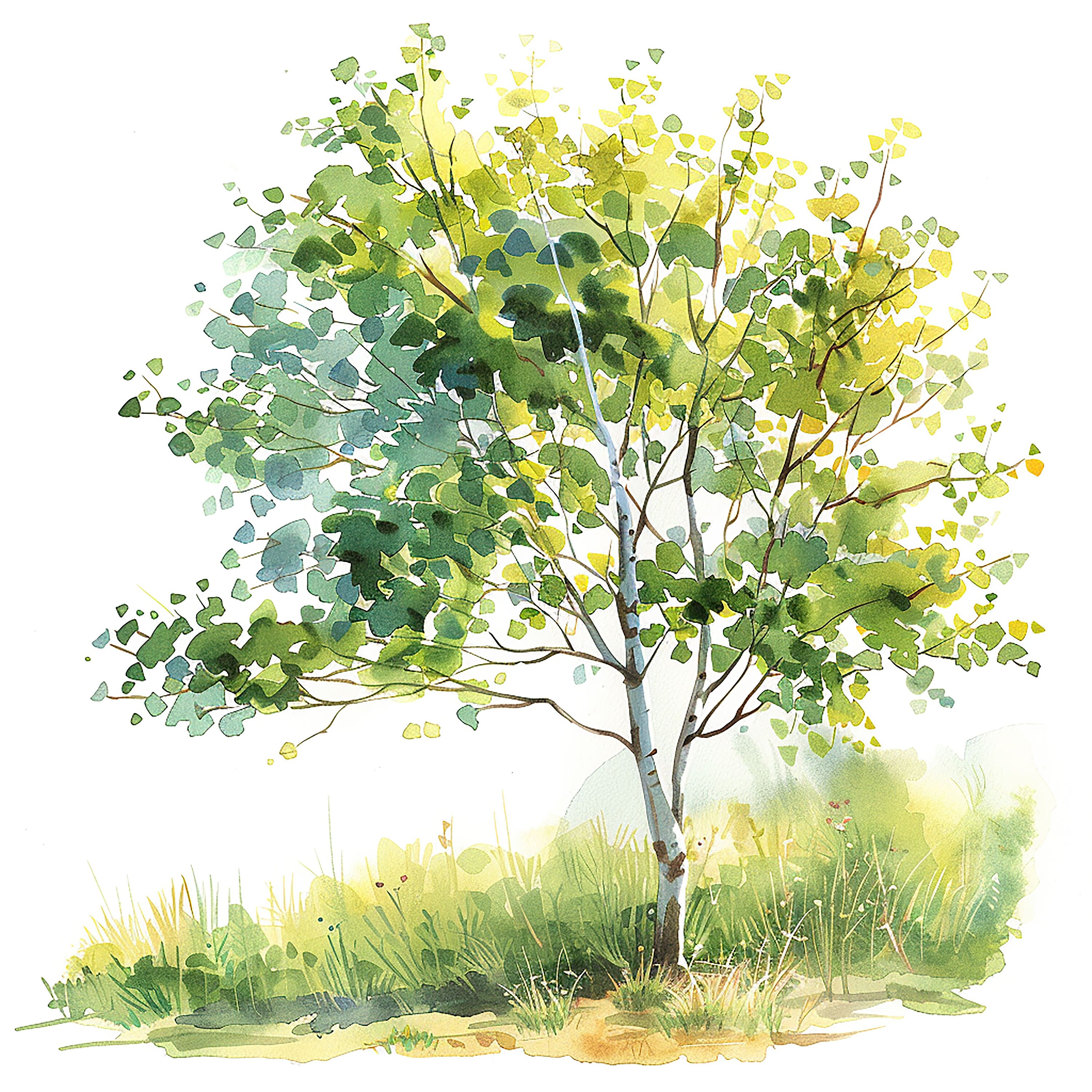 Alder Tree Water Color Painting | 16 High Quality JPG Clipart Pack ...