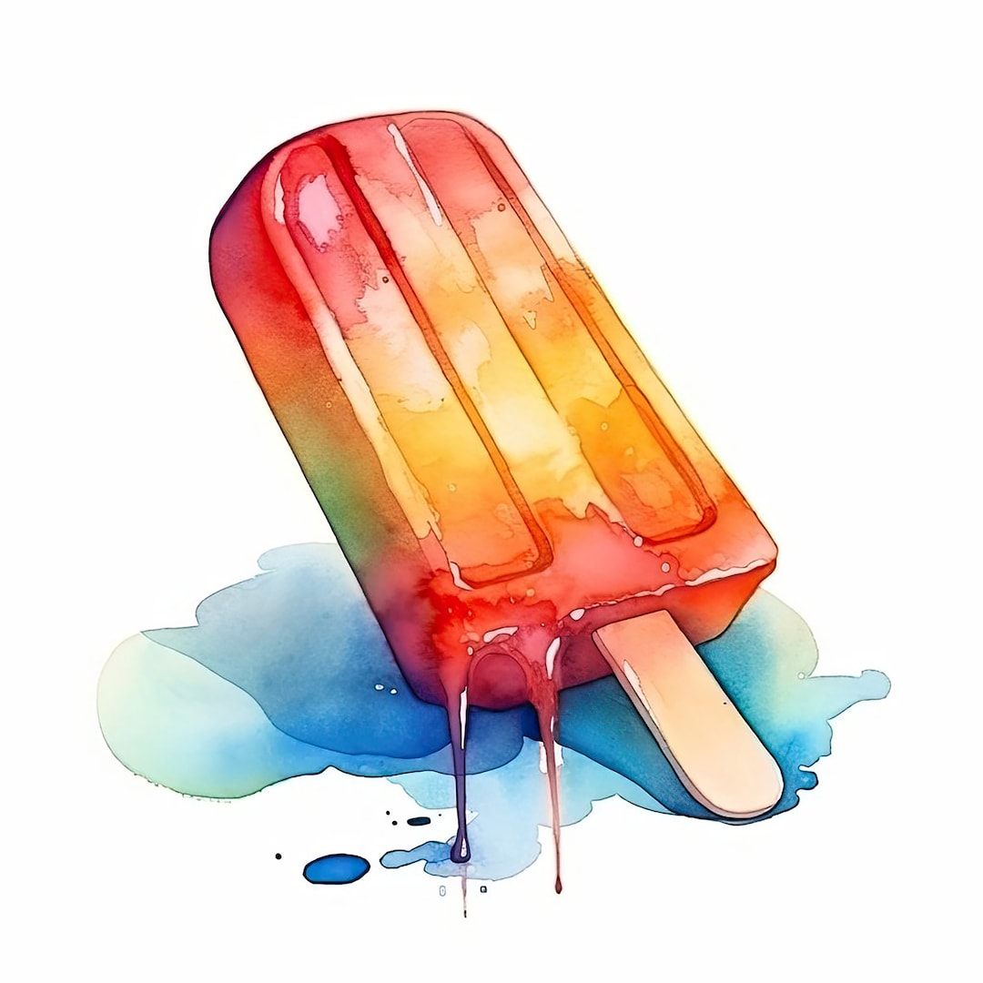 Rainbow Popsicle Water Color Painting | 12 High Quality JPG Clipart ...