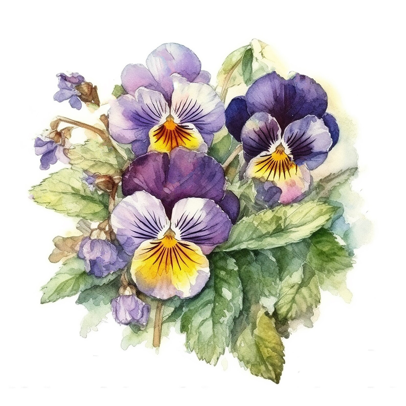 Violet Bouquet Water Color Painting | 12 High Quality JPG Clipart Pack ...