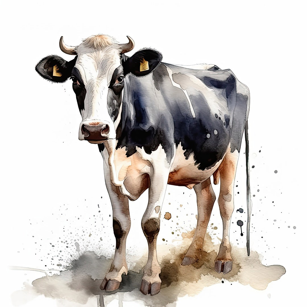 Holstein Cow Water Color Painting | 12 High Quality JPG Clipart Pack ...
