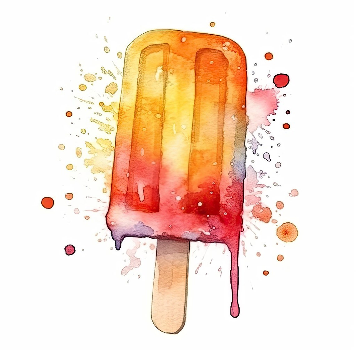 Rainbow Popsicle Water Color Painting | 12 High Quality JPG Clipart ...