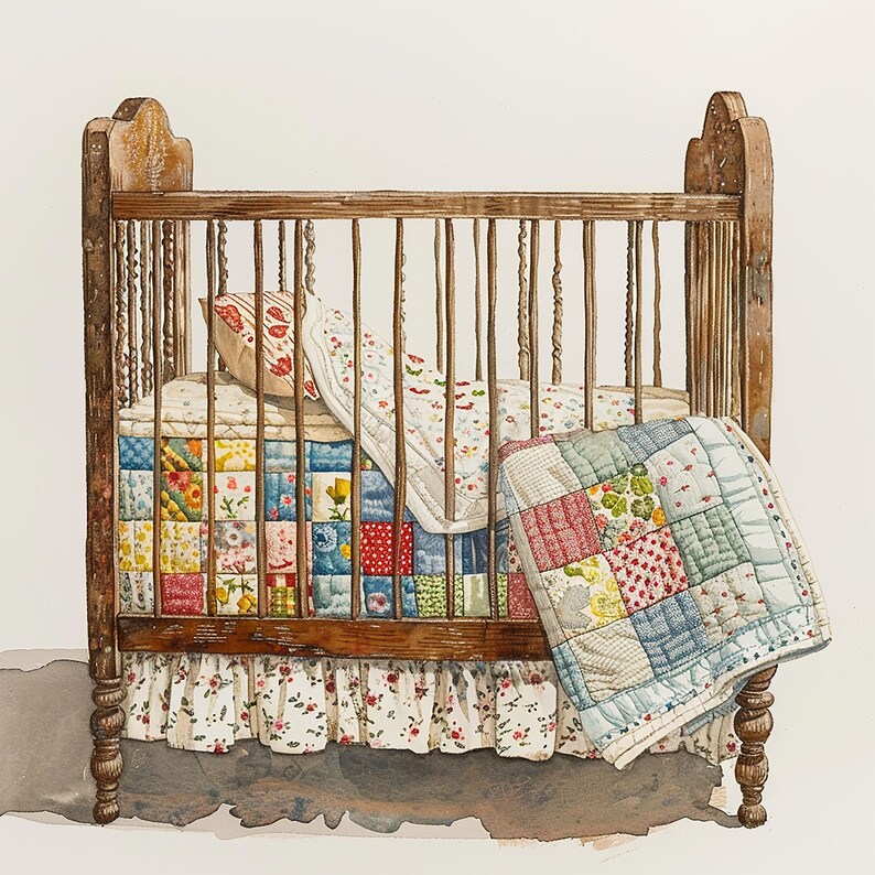 Baby Crib Water Color Painting | 15 High Quality JPG Clipart Pack ...