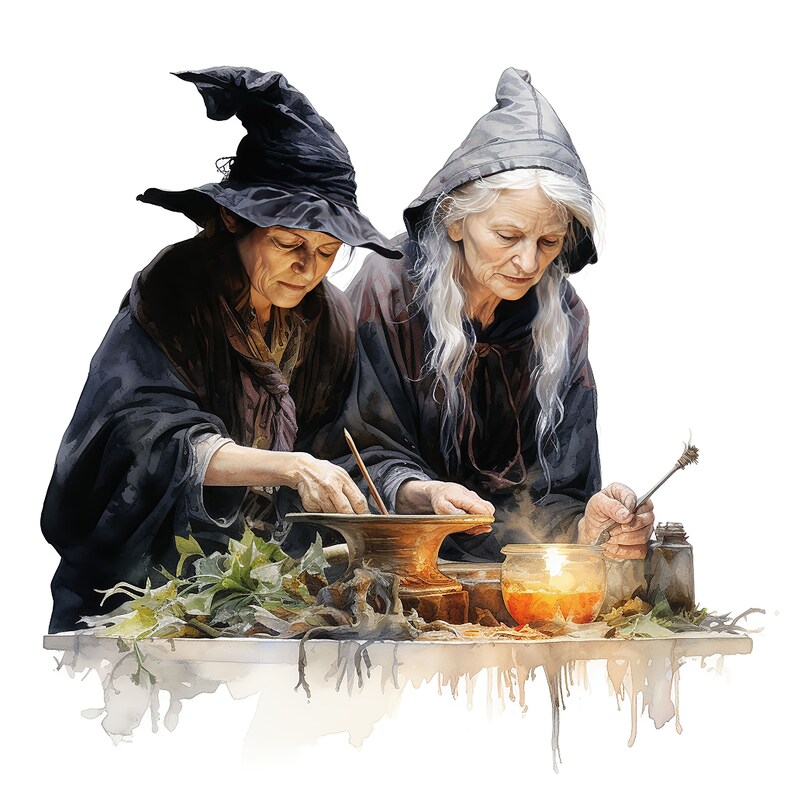 Halloween Witches Water Color Painting | 15 High Quality JPG Clipart ...