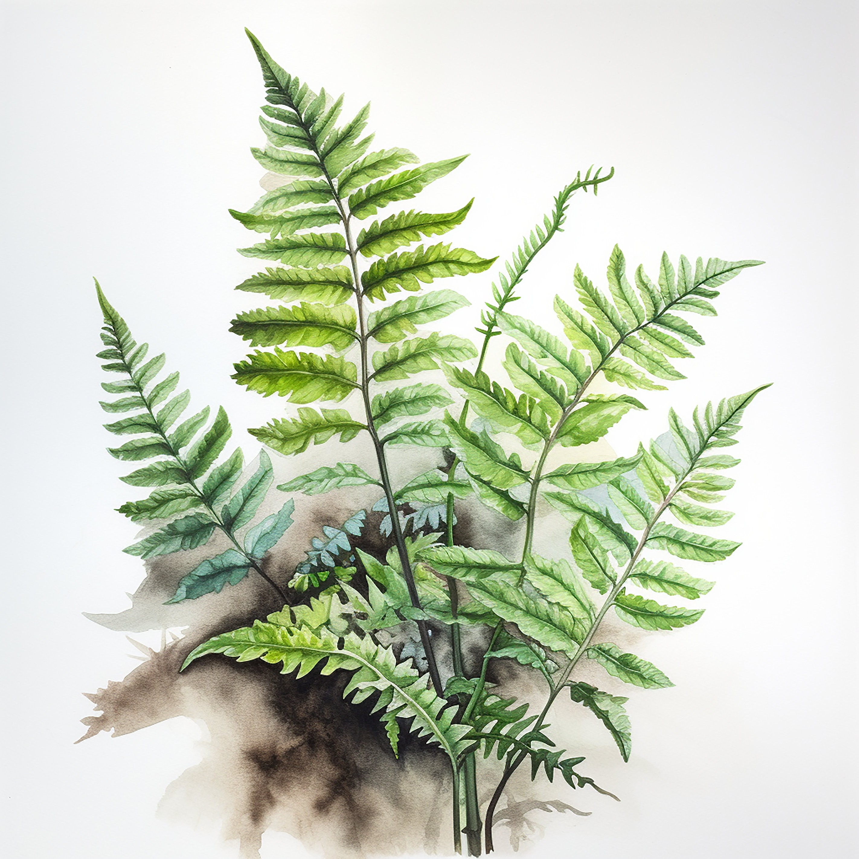 Fern Leaves Water Color Painting | 12 High Quality JPG Clipart Pack ...