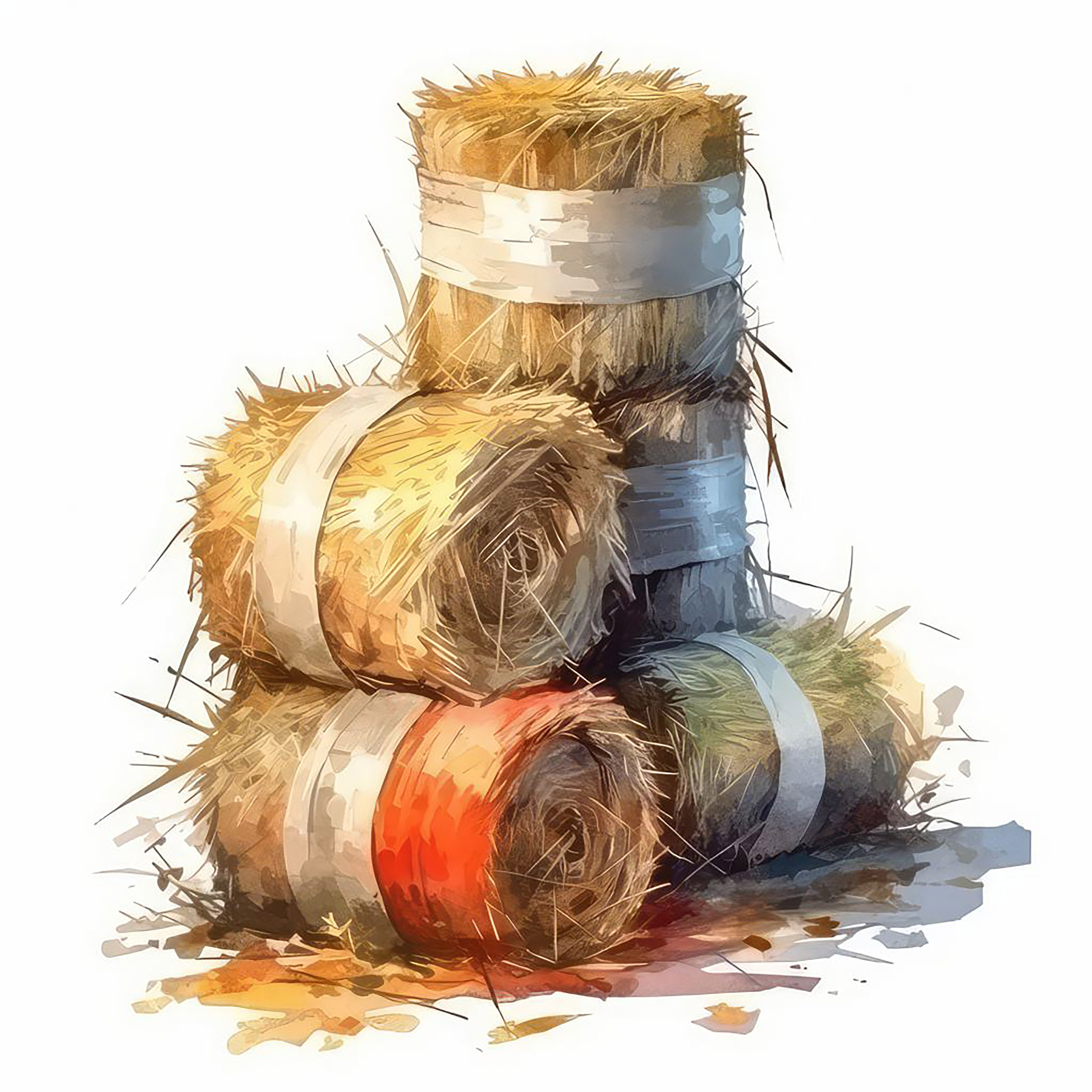 Hay Bales Water Color Painting | 12 High Quality JPG Clipart Pack ...