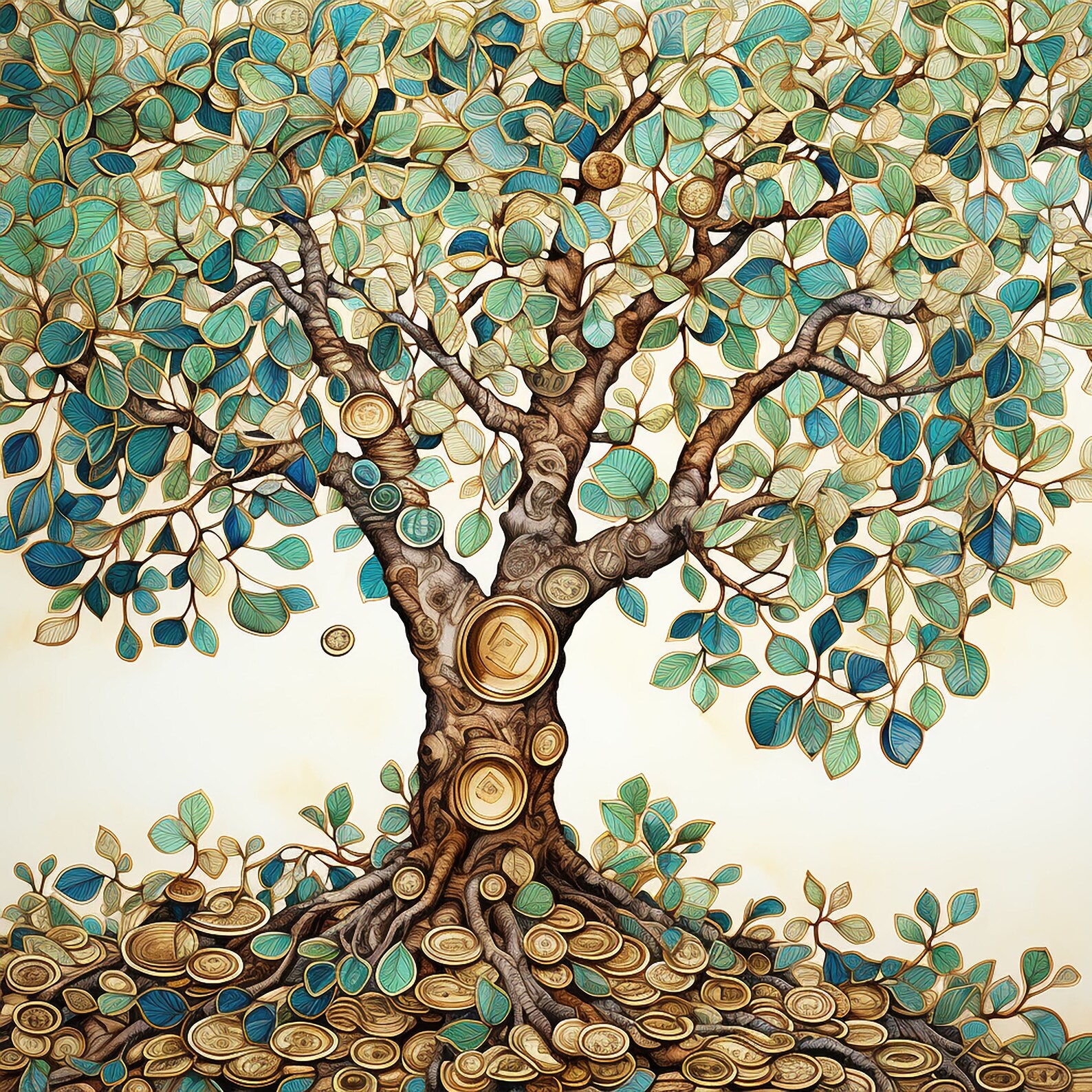Money Tree Water Color Painting | 16 High Quality JPG Clipart Pack ...