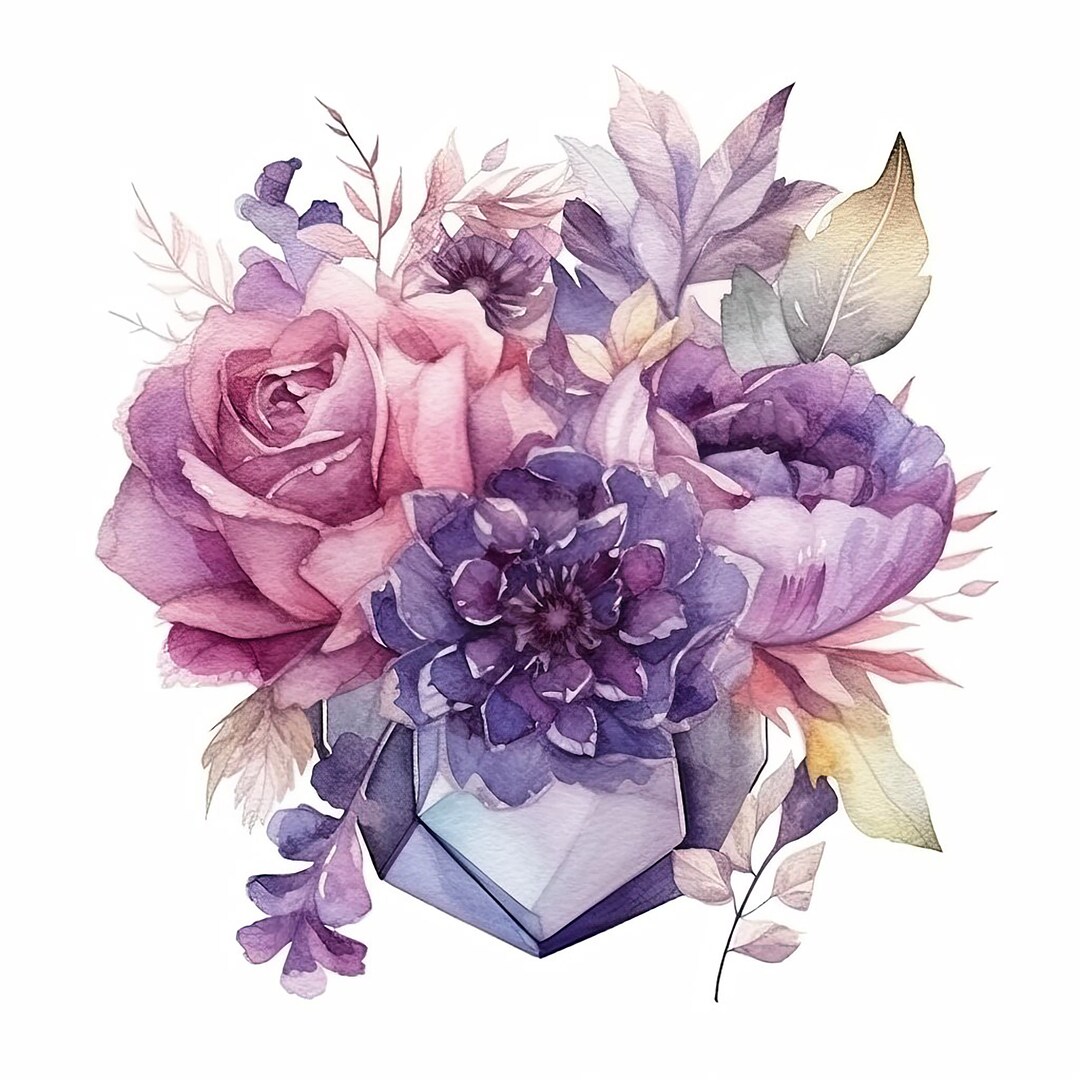 Amethyst Flowers Water Color Painting | 12 High Quality JPG Clipart ...
