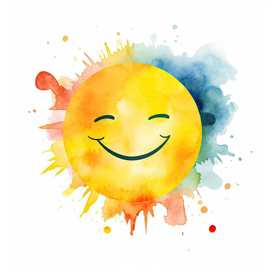 Happy Sun Water Color Painting | 12 High Quality JPG Clipart Pack ...
