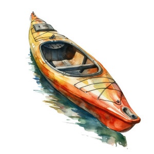 Kayak Water Color Painting | 12 High Quality JPG Clipart Pack | Digital ...