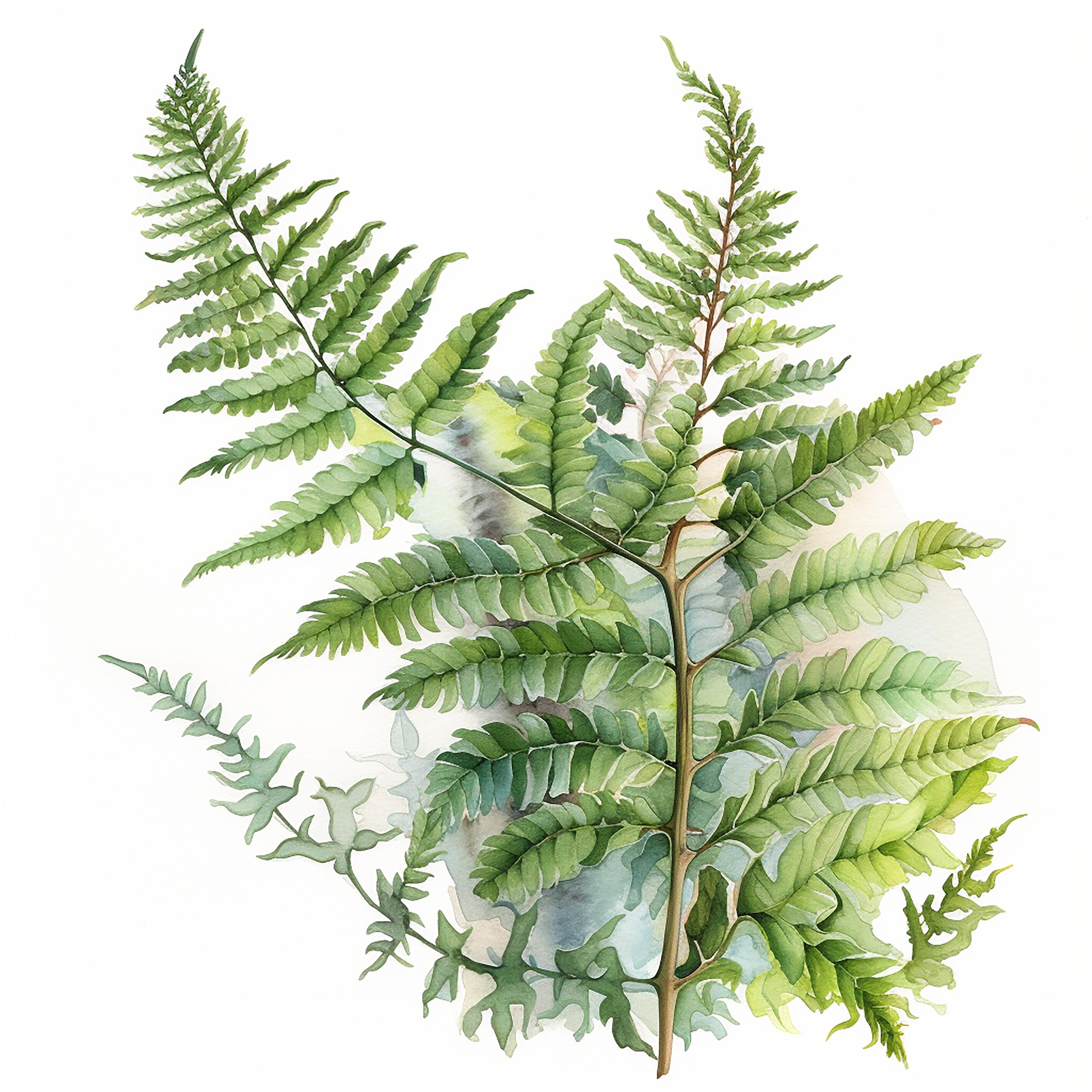 Fern Leaves Water Color Painting | 12 High Quality JPG Clipart Pack ...
